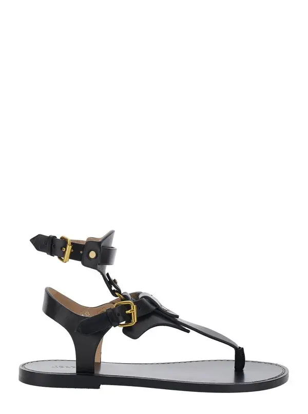 Isabel Marant Étoile Eveena Leather Sandals With Adjustable Buckle Closure - Black