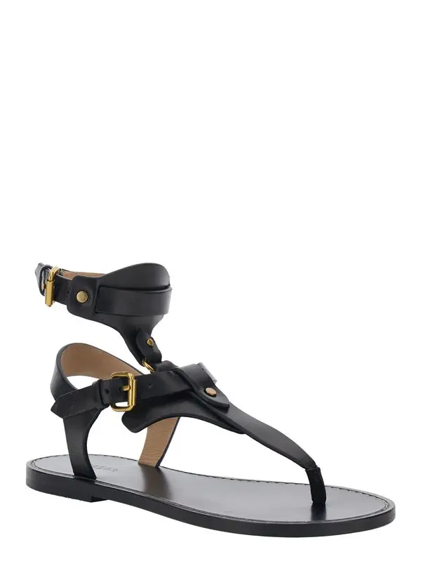 Isabel Marant Étoile Eveena Leather Sandals With Adjustable Buckle Closure - Black
