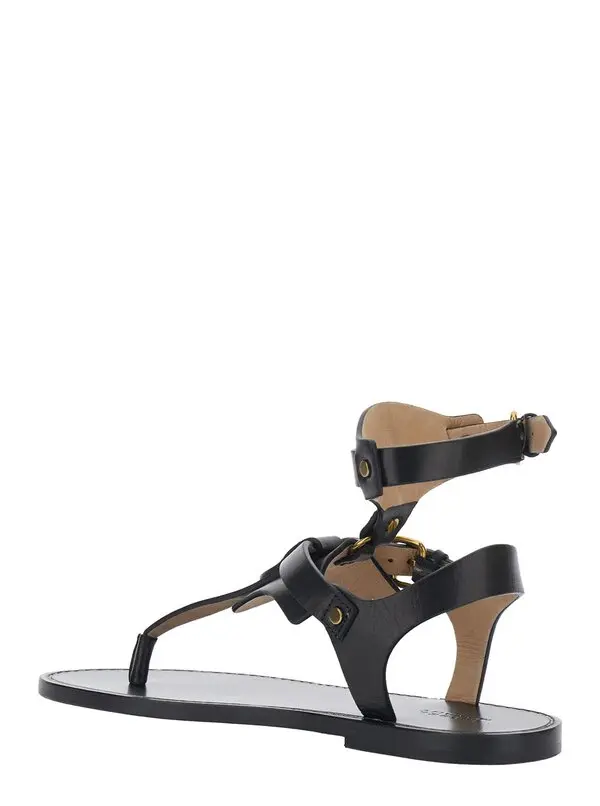 Isabel Marant Étoile Eveena Leather Sandals With Adjustable Buckle Closure - Black