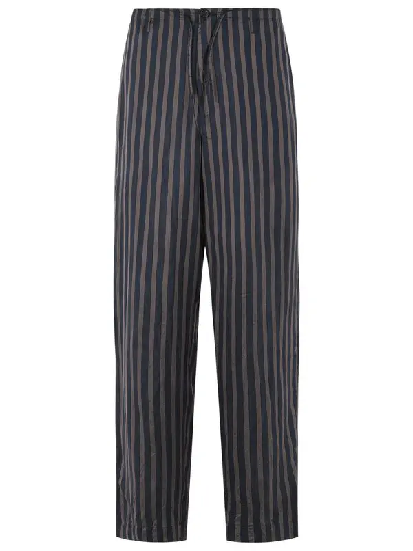 Dries Van Noten Penny" Navy Cupro Vertical Stripe Pants - Blue