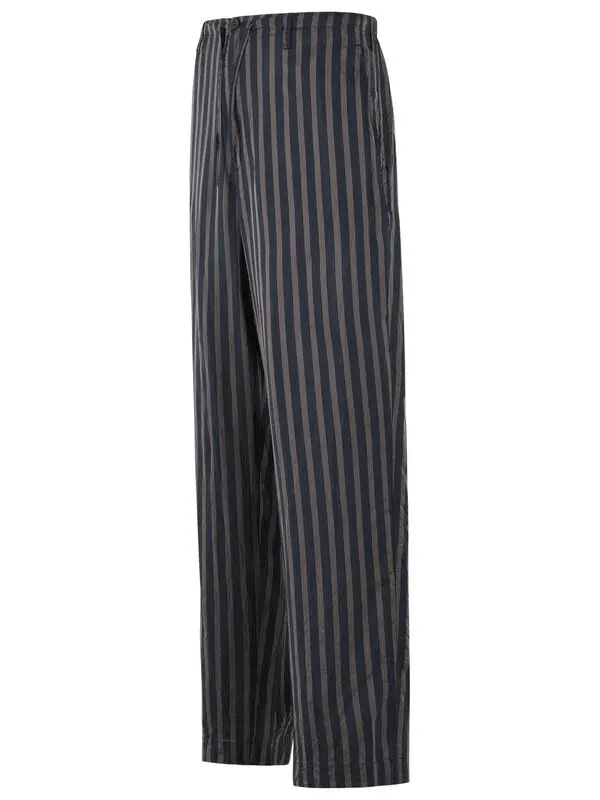 Dries Van Noten Penny" Navy Cupro Vertical Stripe Pants - Blue