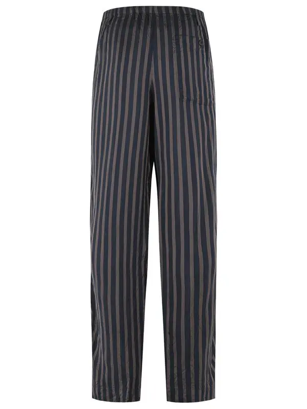 Dries Van Noten Penny" Navy Cupro Vertical Stripe Pants - Blue
