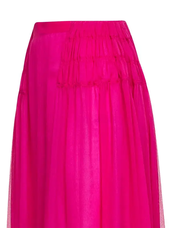 Dries Van Noten Silk Muslin Long Ruffled Skirt - Multicolor