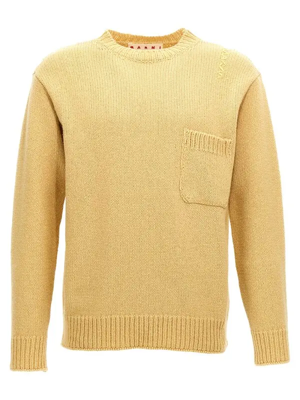 Marni Wool Crew Neck Sweater With Embroidered Logo