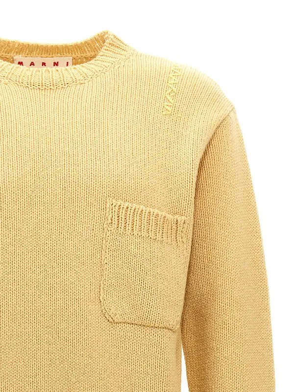 Marni Wool Crew Neck Sweater With Embroidered Logo