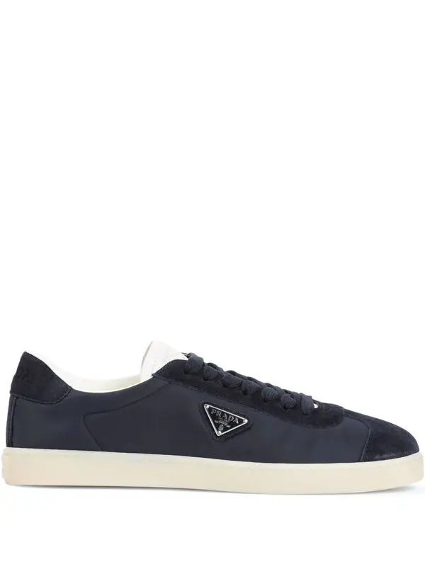 Prada Navy Blue Suede And Nylon Lace-up Sneakers - Multicolor