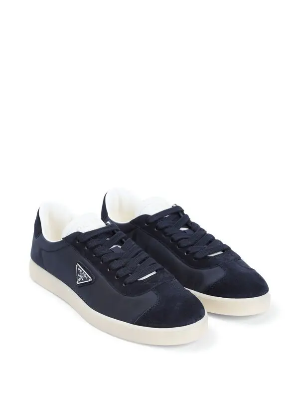 Prada Navy Blue Suede And Nylon Lace-up Sneakers - Multicolor