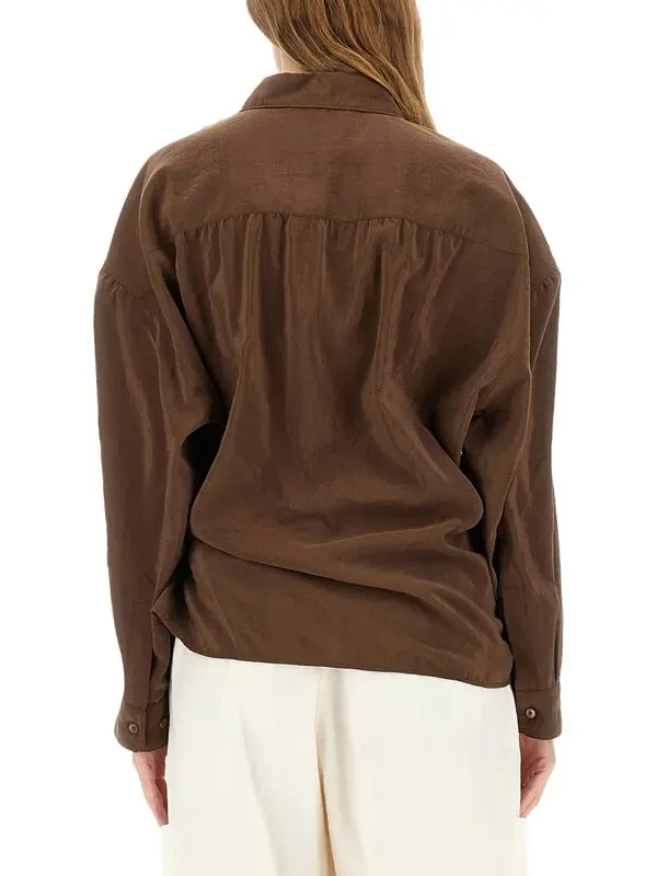 LEMAIRE Cotton Silk Blend Twisted Shirt - Brown
