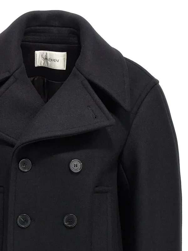 Saint Laurent Oversized Double-breasted Wool Caban Coat