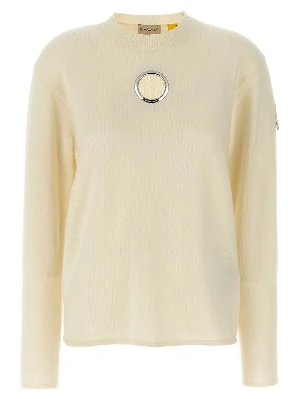 Moncler X Willow Smith Wool Cashmere Sweater With Metal Eyelet Detail - White