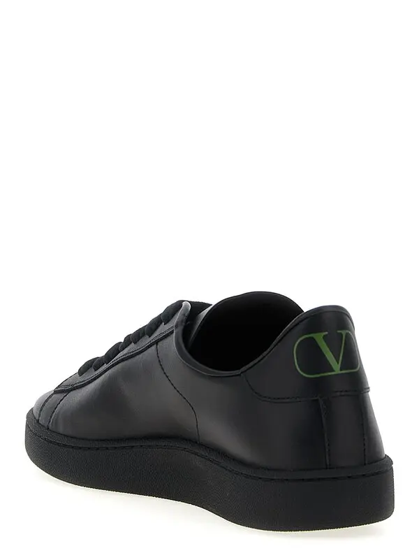 Valentino Garavani Royco Napped Calf Leather Lace-up Sneakers - Black