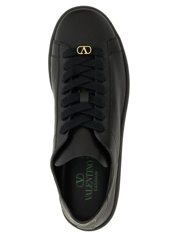 Valentino Garavani Royco Napped Calf Leather Lace-up Sneakers - Black
