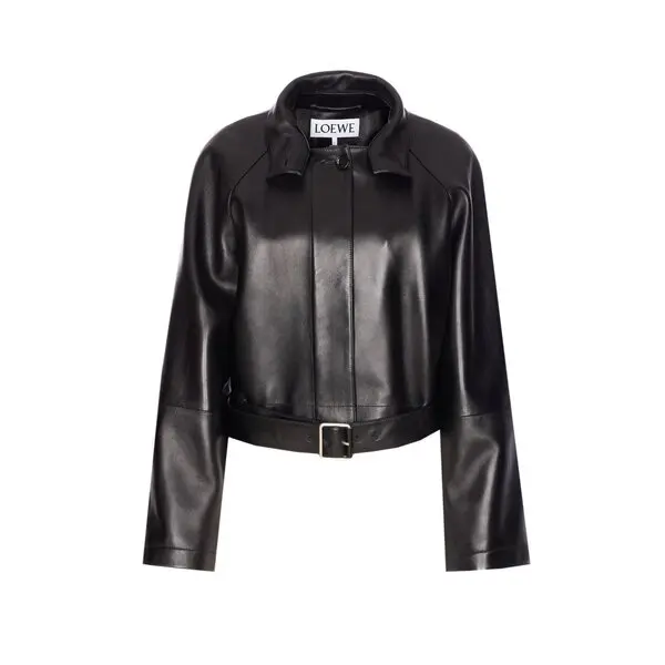 Loewe Belted Leather Short Trench Coat