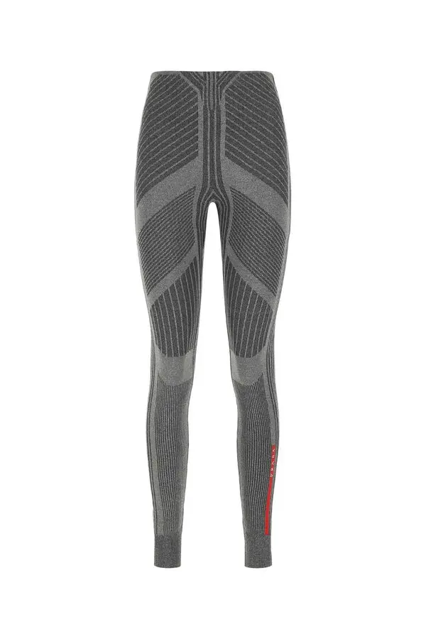 Prada Grey Stretch Polyester Blend Leggings - Gray