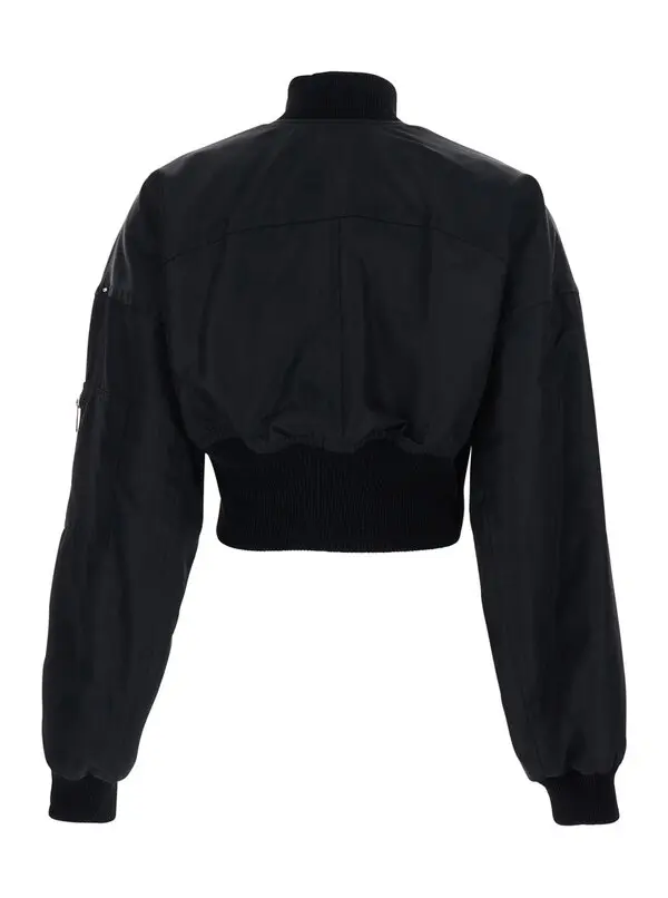 Sportmax Black Tech Fabric Crop Bomber Jacket - Multicolor
