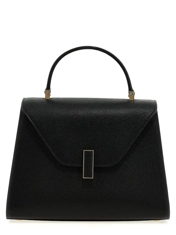 VALEXTRA Iside Medium Handbag In Calfskin Leather With Adjustable Shoulder Strap - Black