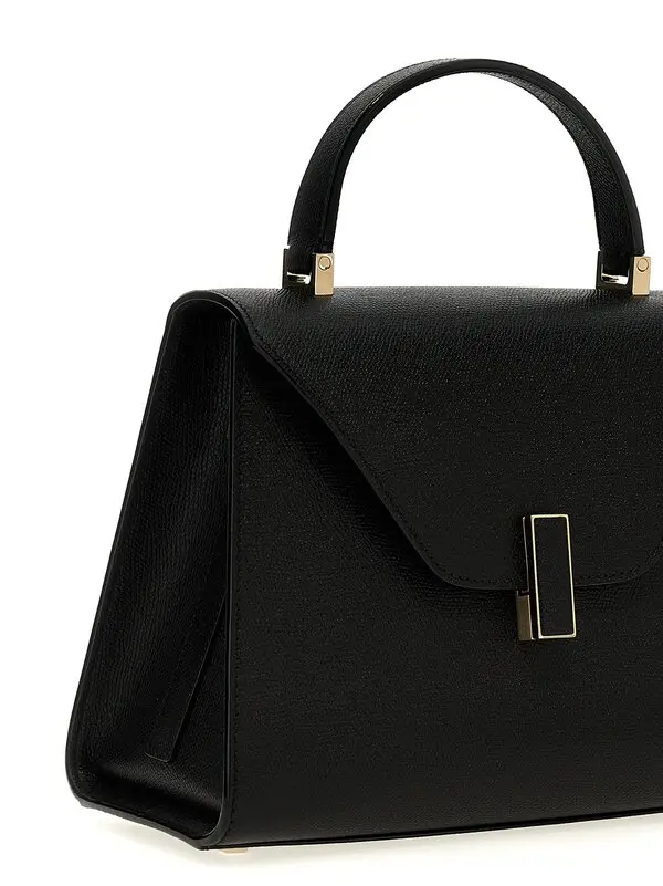 VALEXTRA Iside Medium Handbag In Calfskin Leather With Adjustable Shoulder Strap - Black