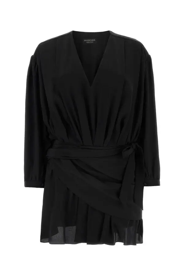 Balenciaga Crepe Mini Dress - Black