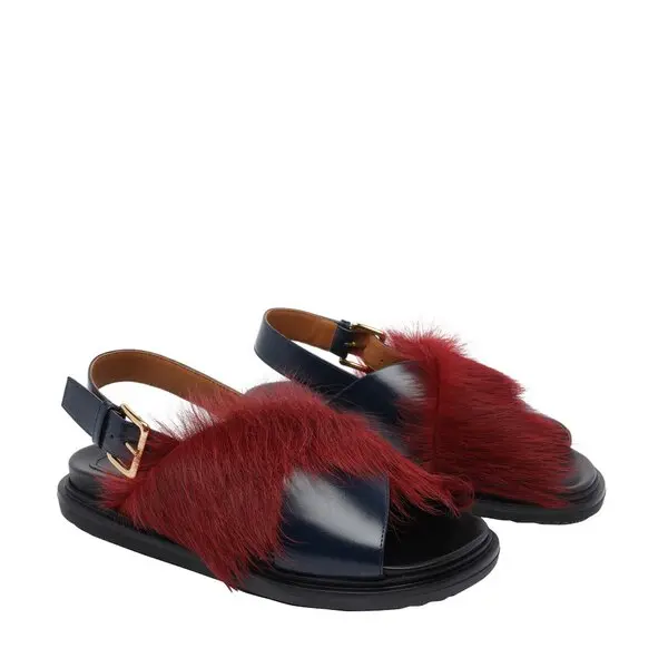 Marni Fussbett Sandals With Long Hair Effect - Multicolor