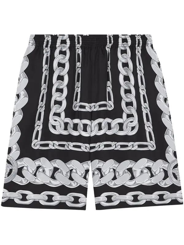 Versace Medusa Chain Silk Shorts - Multicolor