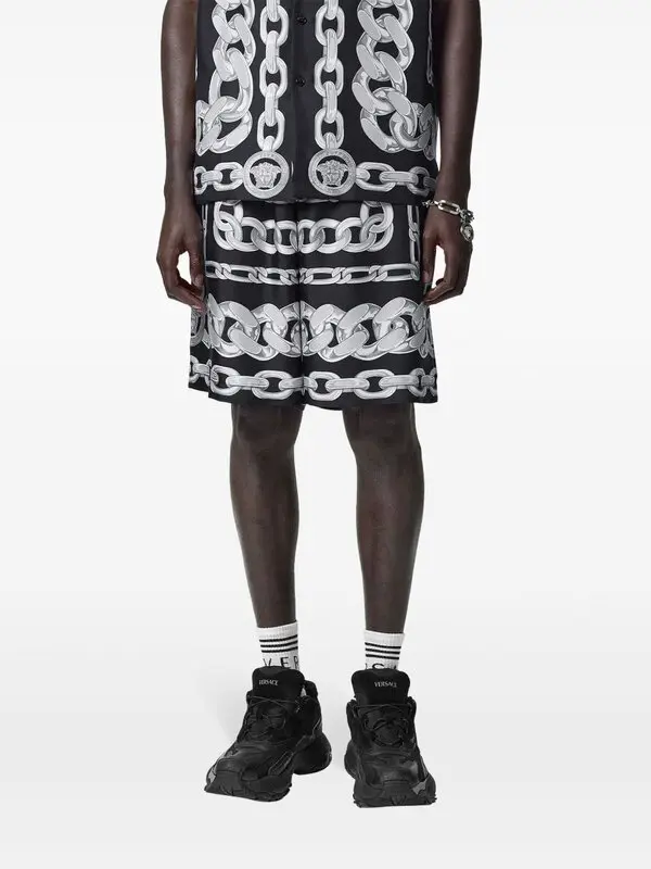 Versace Medusa Chain Silk Shorts - Multicolor