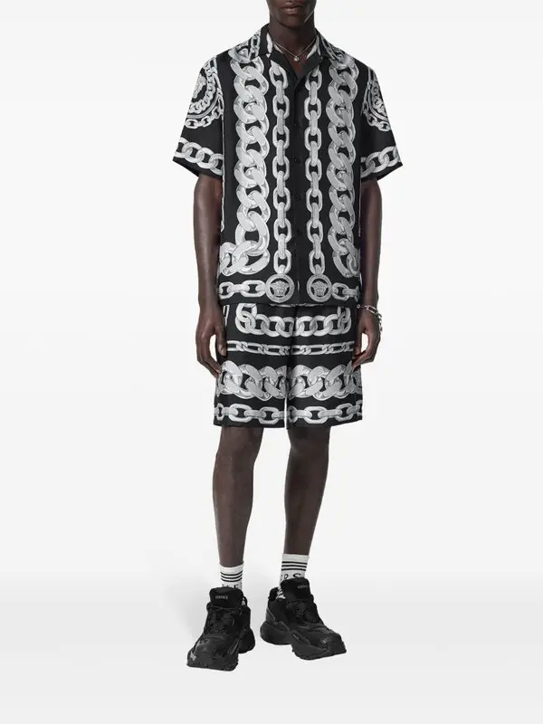 Versace Medusa Chain Silk Shorts - Multicolor