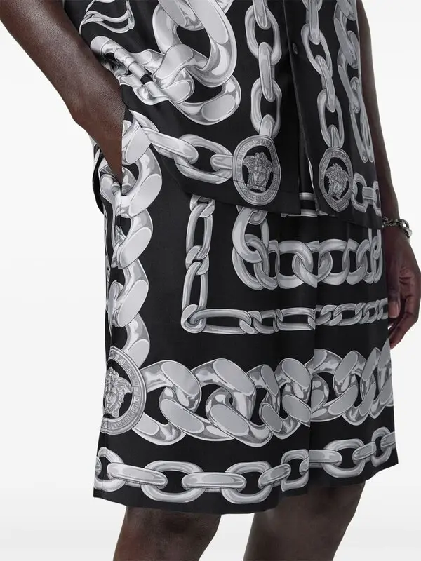 Versace Medusa Chain Silk Shorts - Multicolor