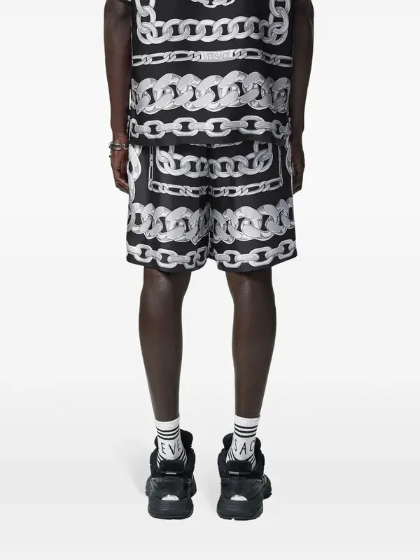 Versace Medusa Chain Silk Shorts - Multicolor