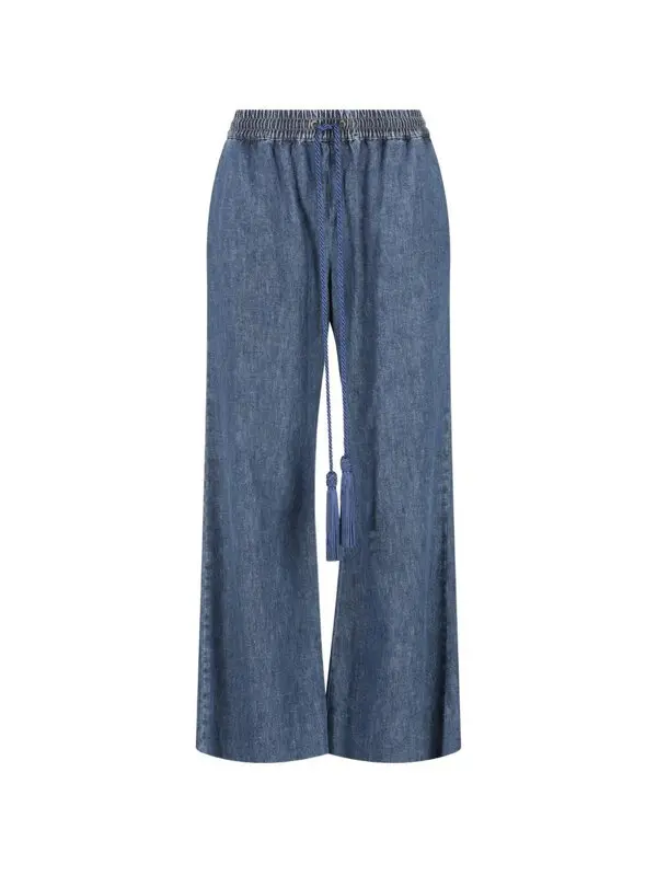 Valentino Garavani Wide-leg Jeans With Tassel Detail - Blue