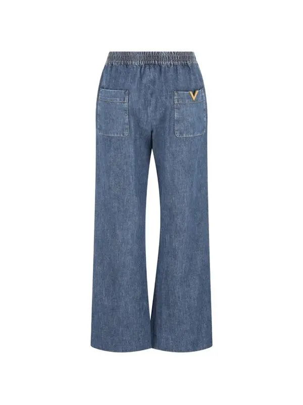 Valentino Garavani Wide-leg Jeans With Tassel Detail - Blue