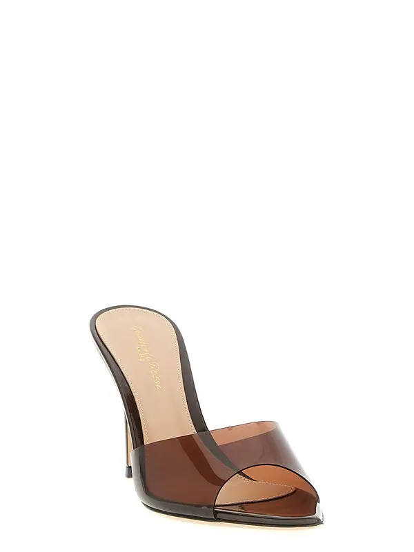 GIANVITO ROSSI Elle Patent Leather And Glass Stiletto Sandals - Brown