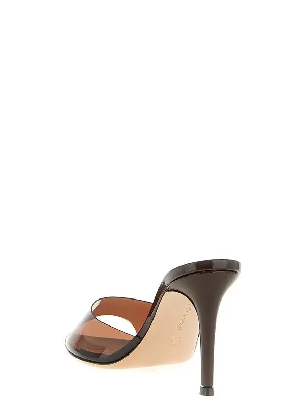 GIANVITO ROSSI Elle Patent Leather And Glass Stiletto Sandals - Brown