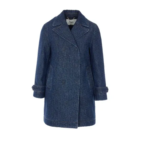 Fendi Padded Denim Shirt With All-over Logo