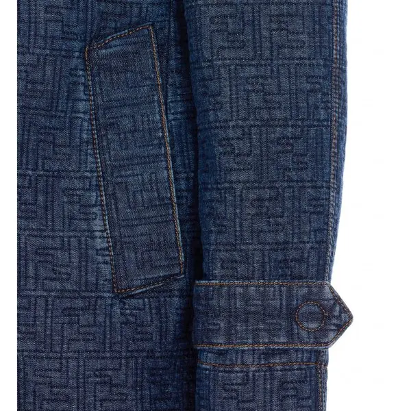 Fendi Padded Denim Shirt With All-over Logo