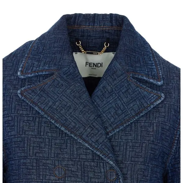 Fendi Padded Denim Shirt With All-over Logo