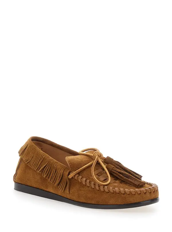 Isabel Marant Étoile Fitza Suede Loafers With Fringed Details - Brown