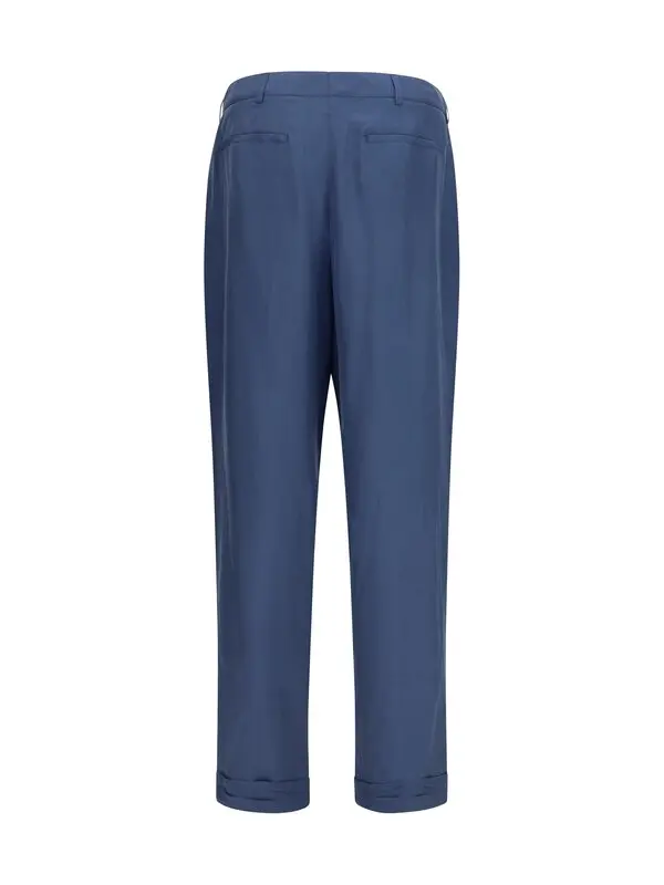 Saint Laurent Tailored Carrot-cut Pants With Habutai Silk Belt - Blue