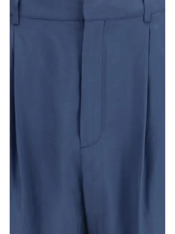 Saint Laurent Tailored Carrot-cut Pants With Habutai Silk Belt - Blue