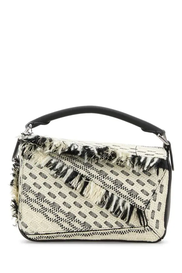 Loewe Two-tone Fabric Puzzle Handbag With Fringe Detail - Multicolor