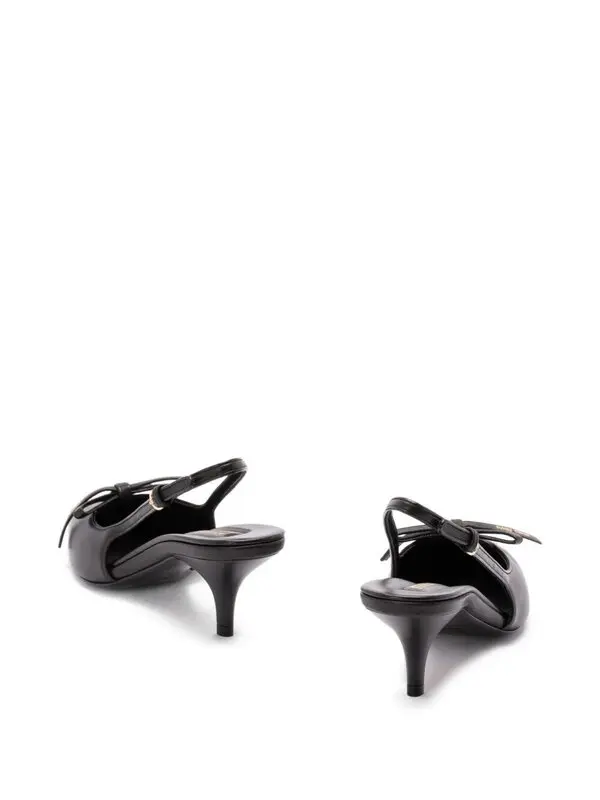 Miu Miu Leather Slingback Pumps With Bow Detailing - Black