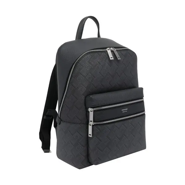 FERRAGAMO Monogram Coated Fabric Backpack With Leather Trim