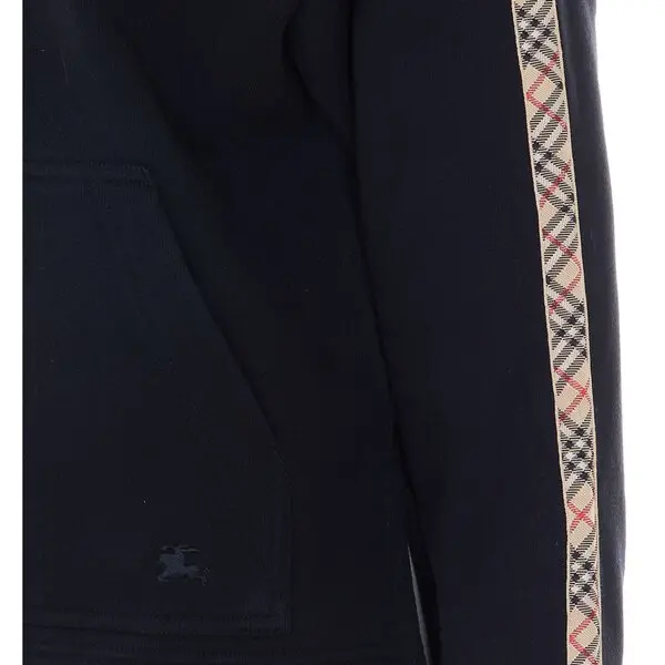 Burberry Check Cotton Zip-up Hoodie - Black