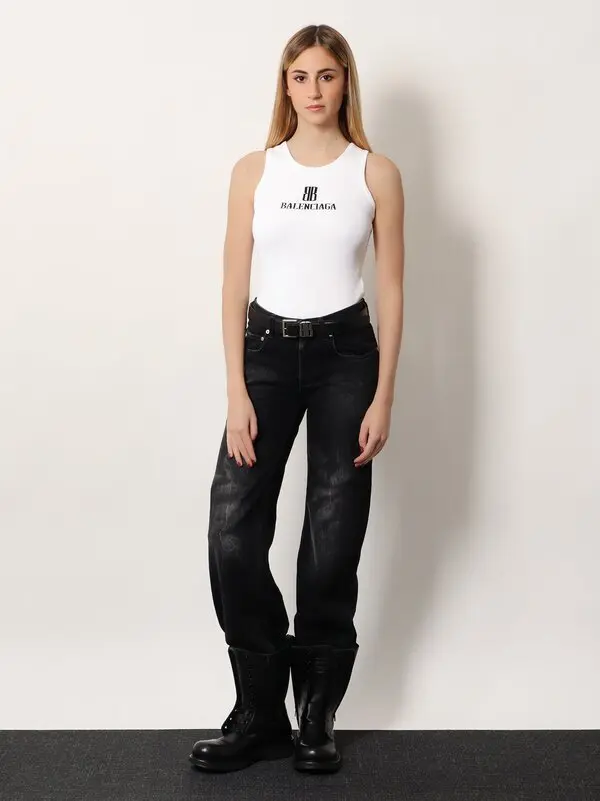 Balenciaga Ribbed Viscose Blend Tank Top