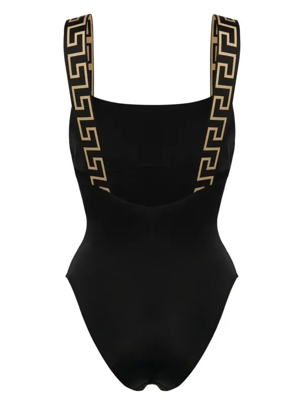 Versace One-piece Swimsuit With Greca Border - Black