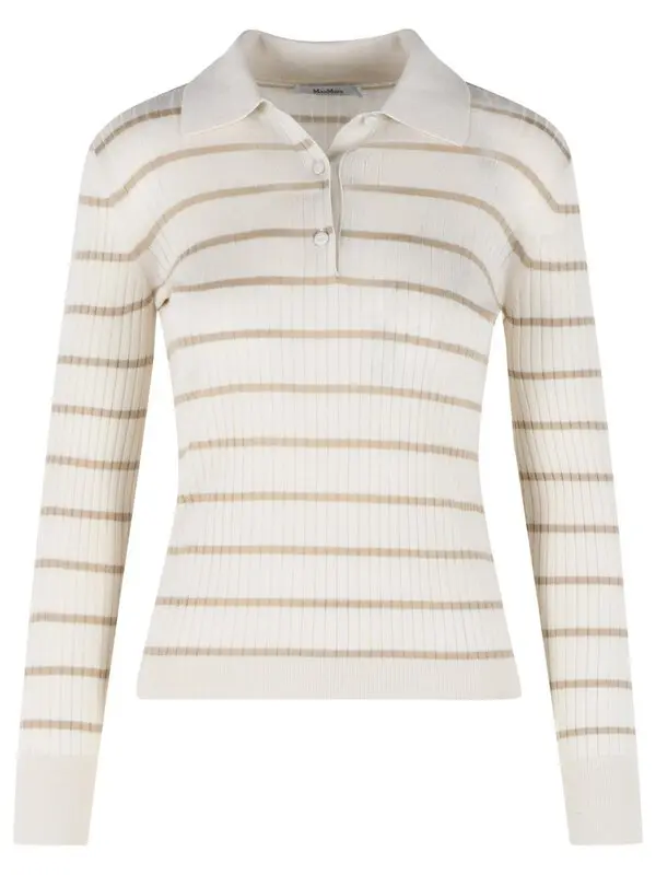 Max Mara Ivory Cashmere And Silk Striped Sweater - Cream