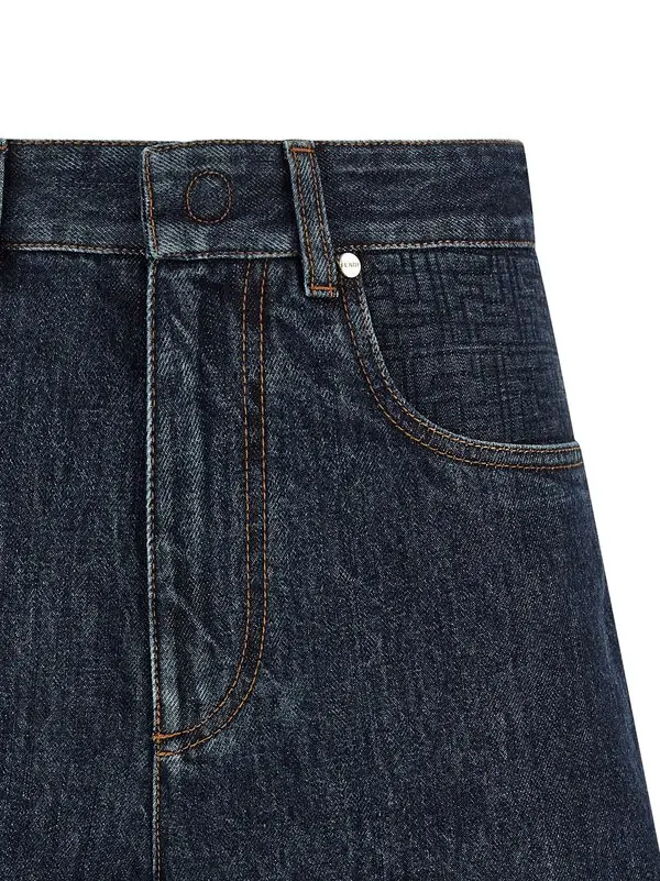 Fendi Ff Padded Denim Shorts - Blue