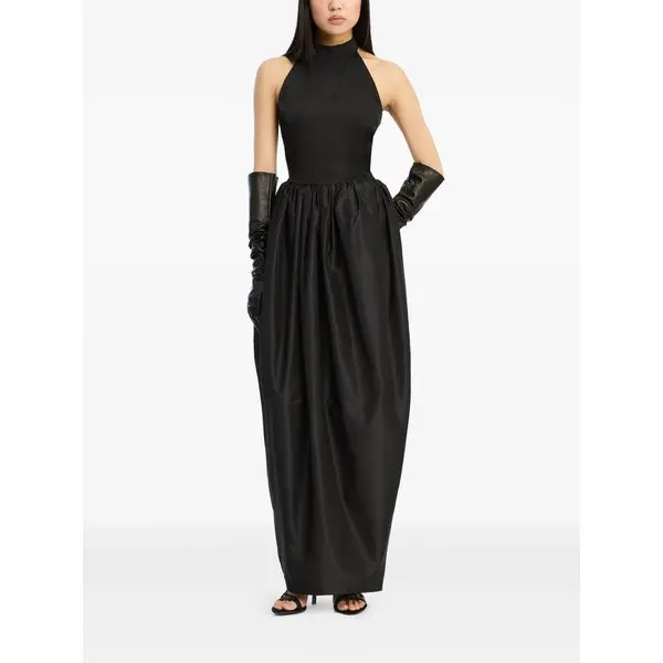 ROTATE BY BIRGER CHRISTENSEN Knit Maxi Dress With Ruffled Hem - Black