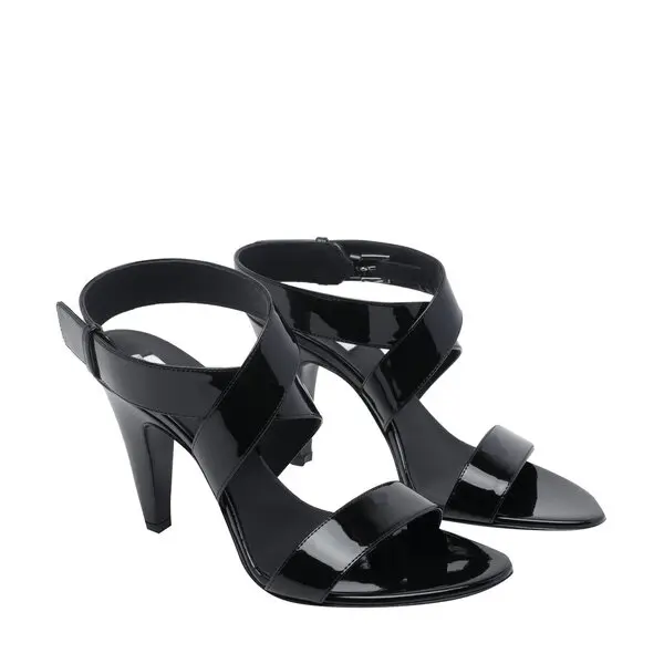 Alaïa Patent Leather Cone Heel Sandals - Black
