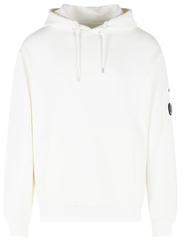 C.P. COMPANY Cotton Sweatshirt With Lens Patch - White