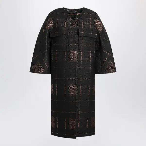 Max Mara Jacquard Lame Cocoon Coat - Gray